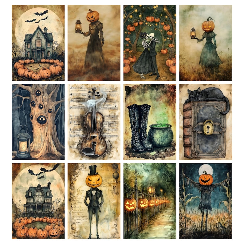 Halloween Junk Journal Pages, Spooky Gothic Printable, Digital ...