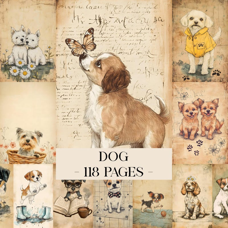 Digital Junk Journal Dog - Etsy