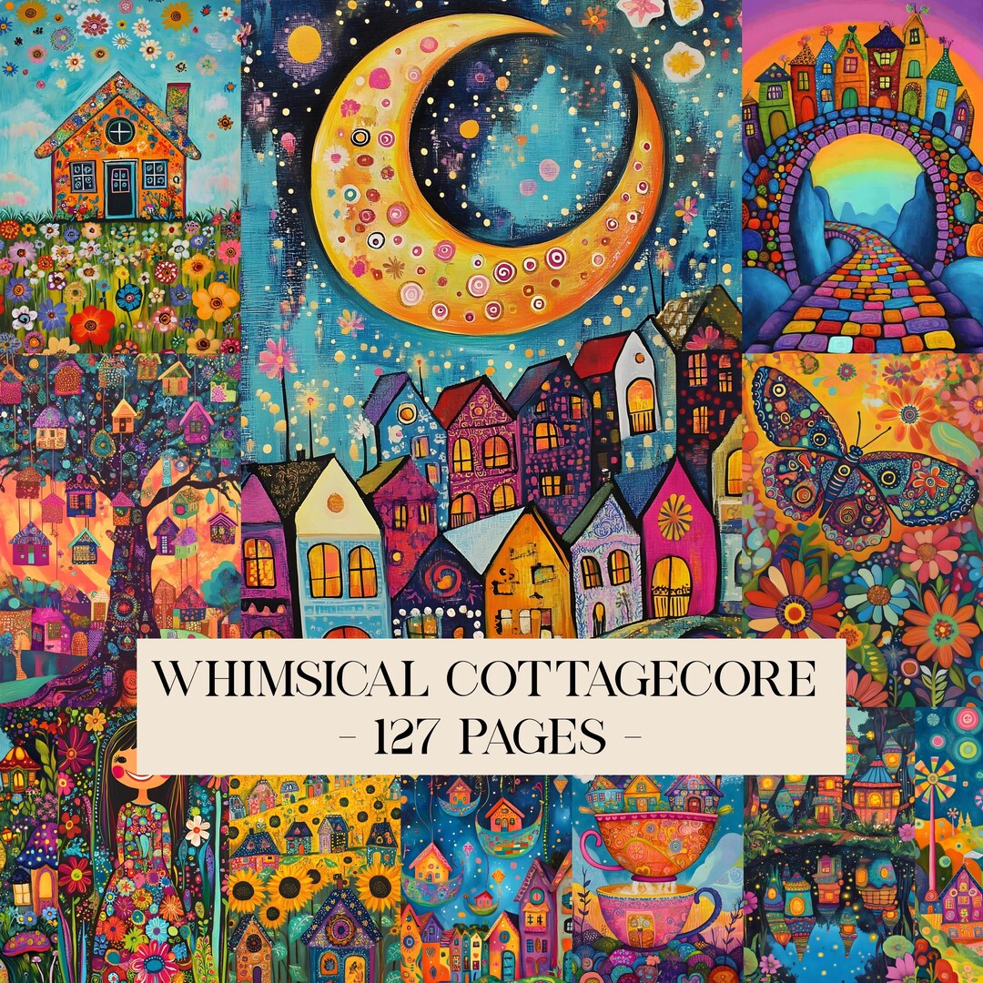 Whimsical Junk Journal Kit, Printable Happy Journal Pages, Colorful ...