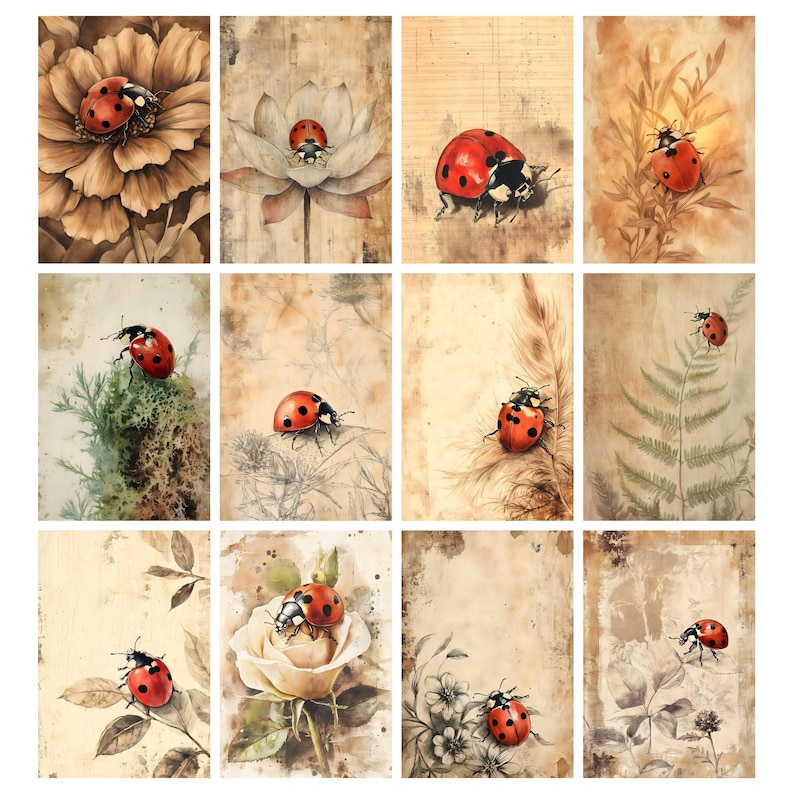 Ladybug Junk Journal Kit, Ladybug Journal Pages, Ladybug Ephemera ...