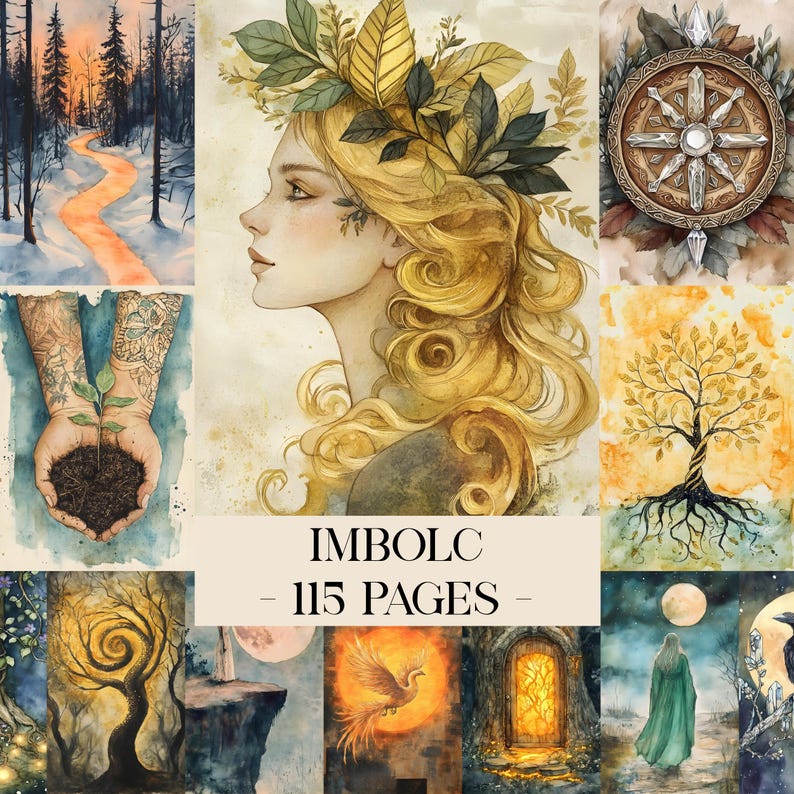 Imbolc Junk Journal Pages Wiccan Cover Witch Grimoire Winter Journal ...