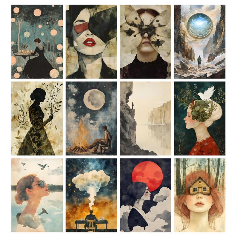 Digital Surrealism Paper, Mysterious Woman Portraits, Surreal Art ...