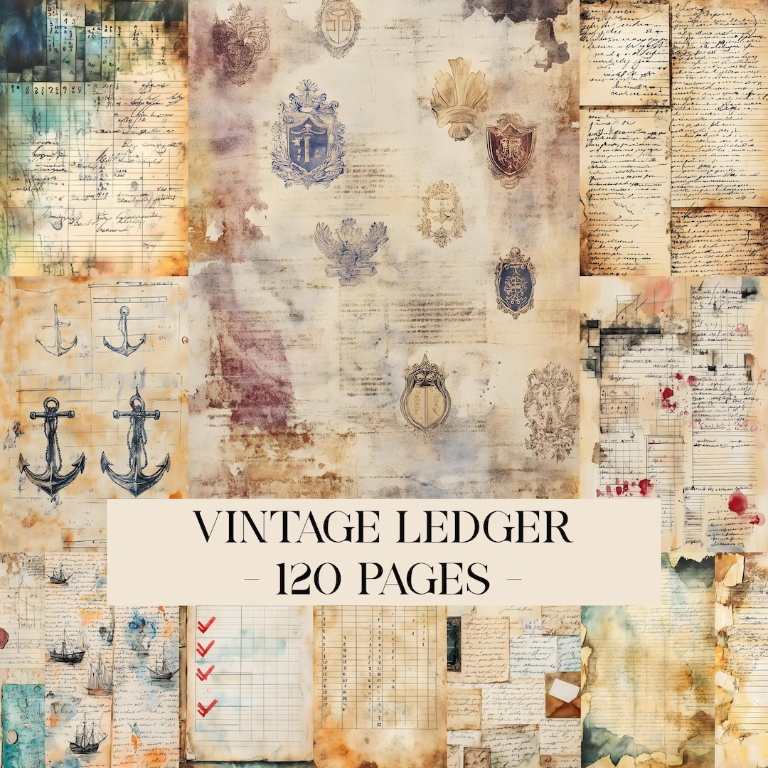 Vintage Ledger Papers, Aged Old Writing Printable Ephemera, Vintage ...