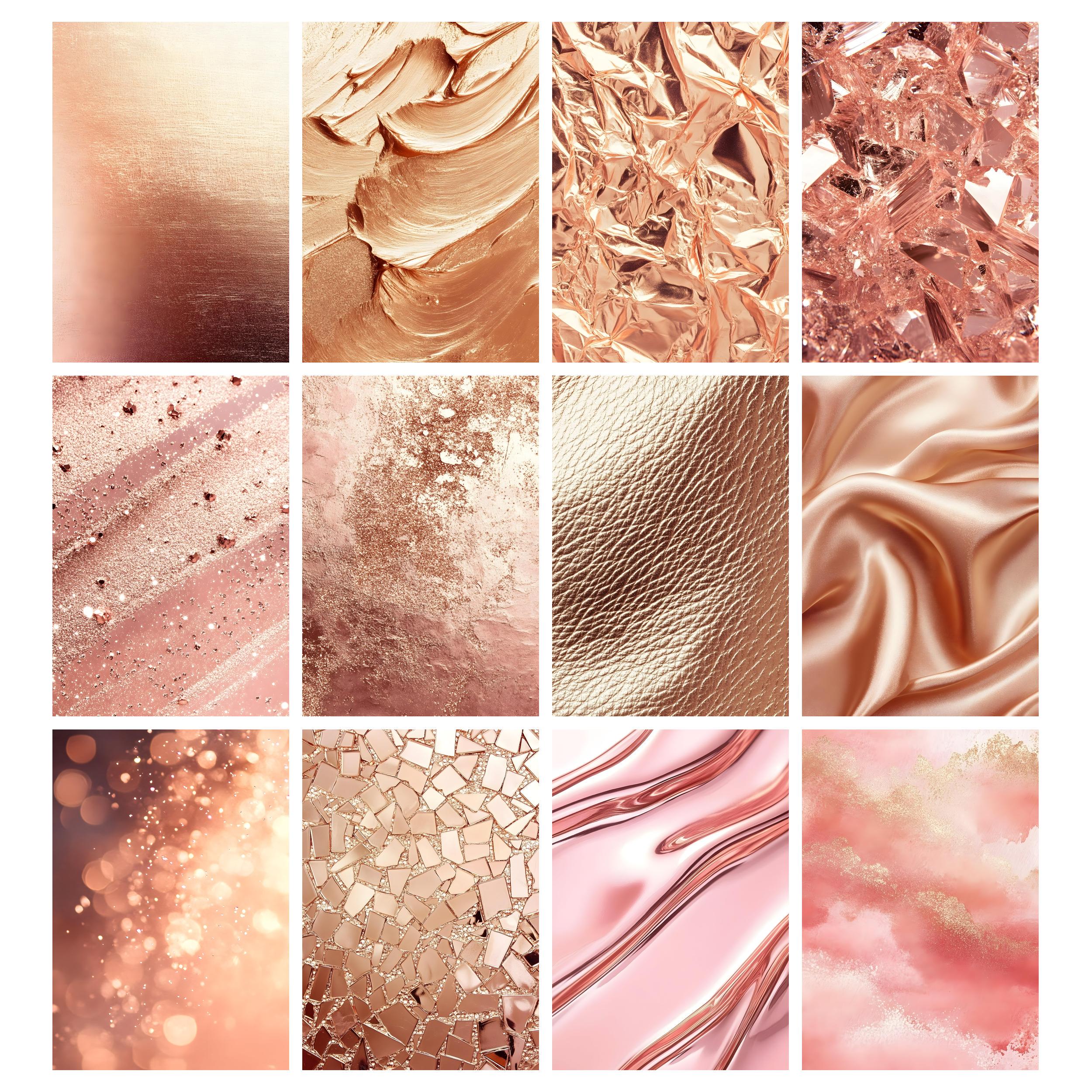 Rose Gold Textures Digital Papers, Rose Gold Foil Backgrounds, Rose ...