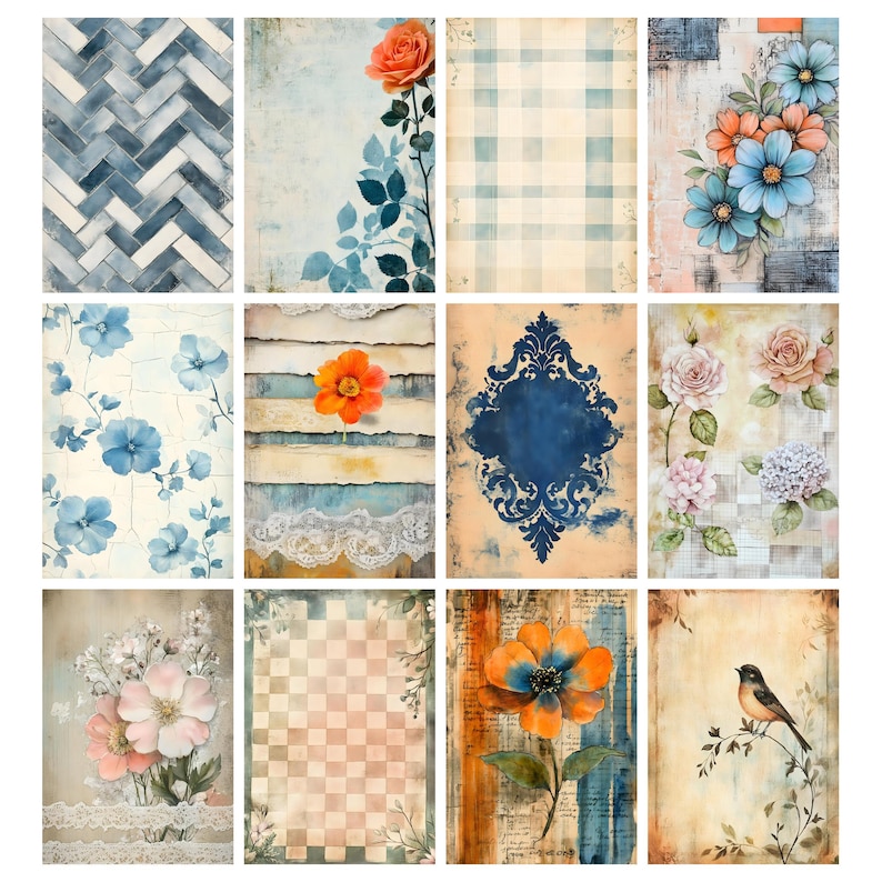 Vintage Timeless Filler Pages, Scrapbook Junk Journal Pages Wall Art ...