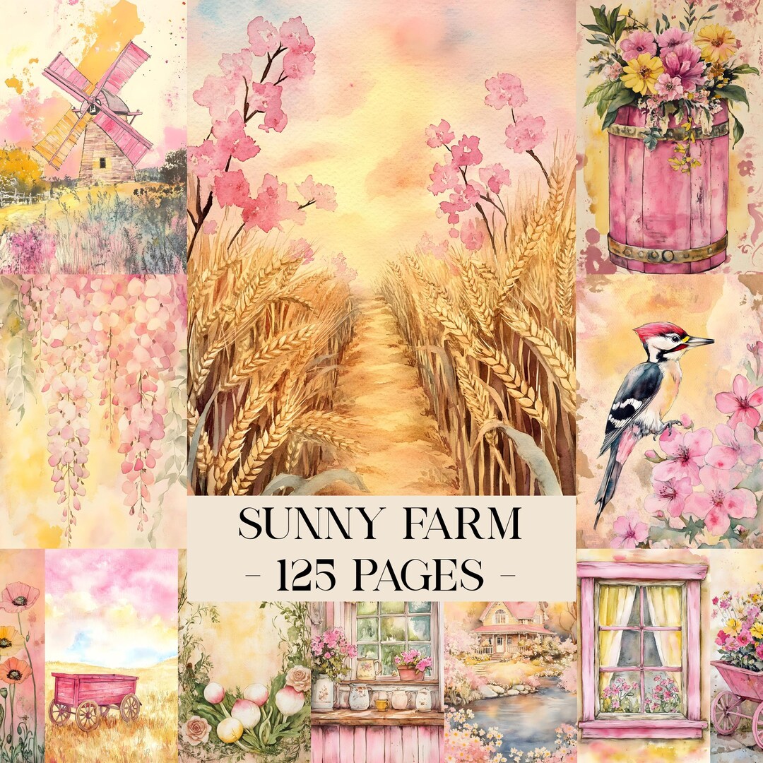 Sunny Farm Junk Journal Pages, Farmhouse Junk Journal Kit, Vintage ...