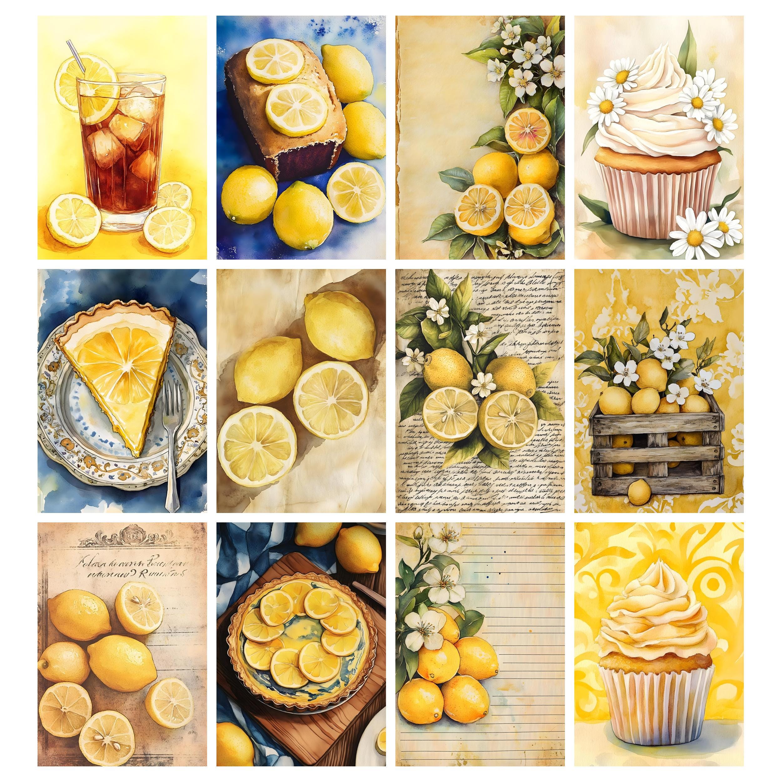 Lemon Junk Journal Pages, Yellow Lemons Printable Ephemera, Vintage ...