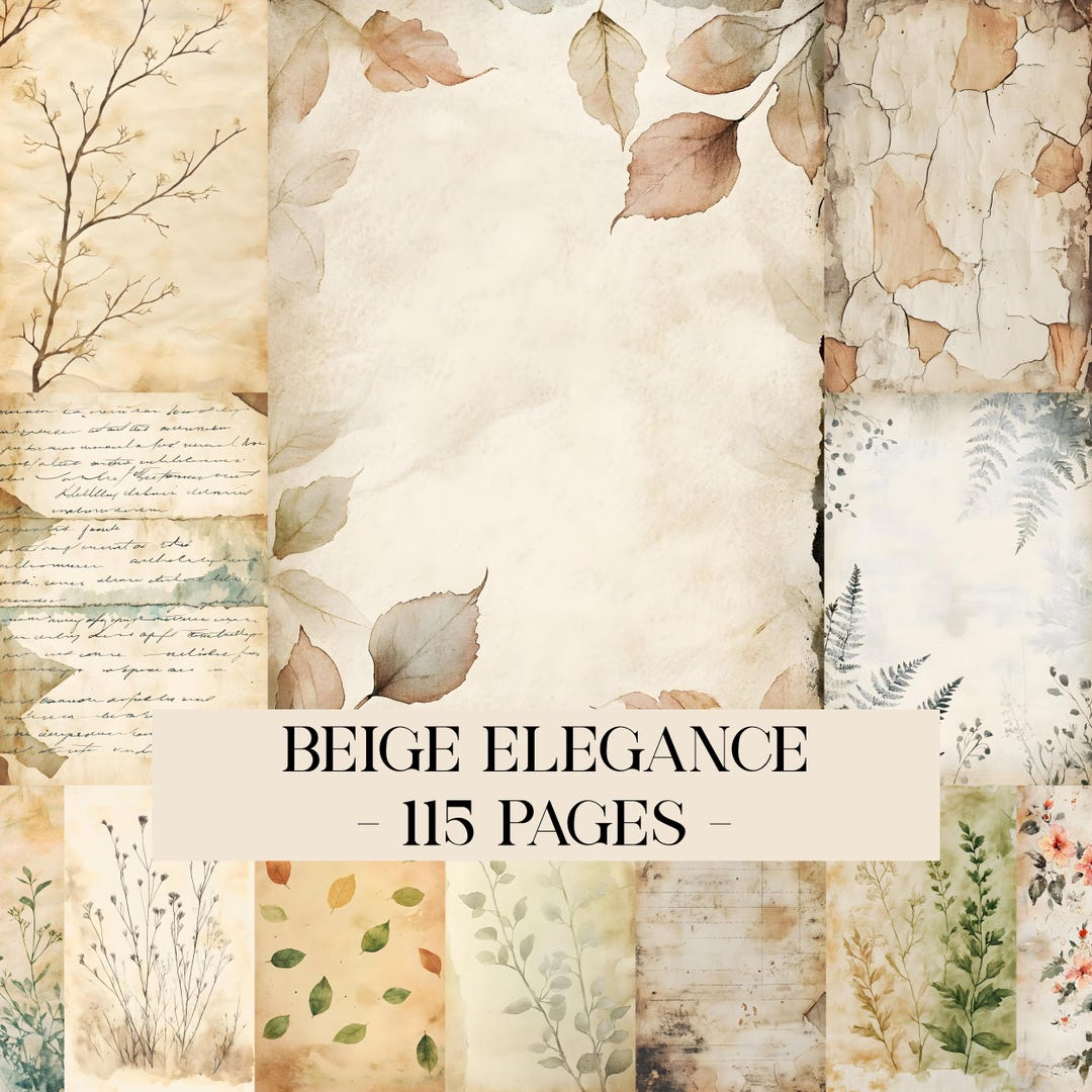 Beige Elegance Junk Journal Printable Pages, Beige Junk Journal Kit ...
