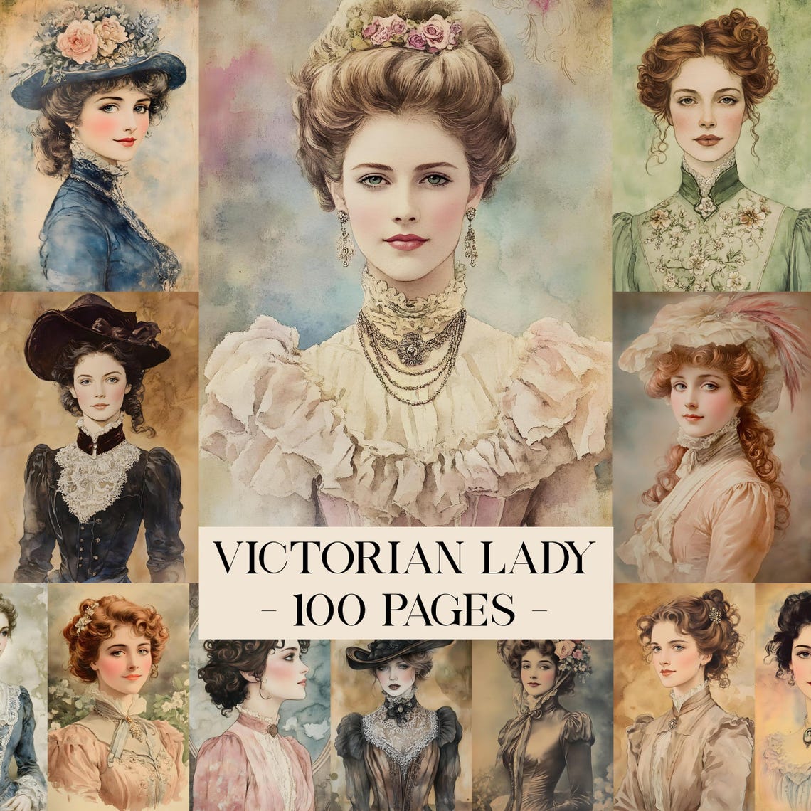 Victorian Lady Junk Journal Pages, Vintage Journaling Kit, Vintage Lady ...