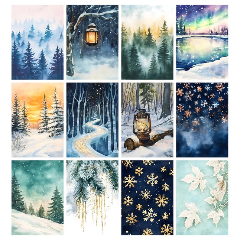 Midnight Noel Christmas Junk Journal Kit, Painterly Abstract Digital ...