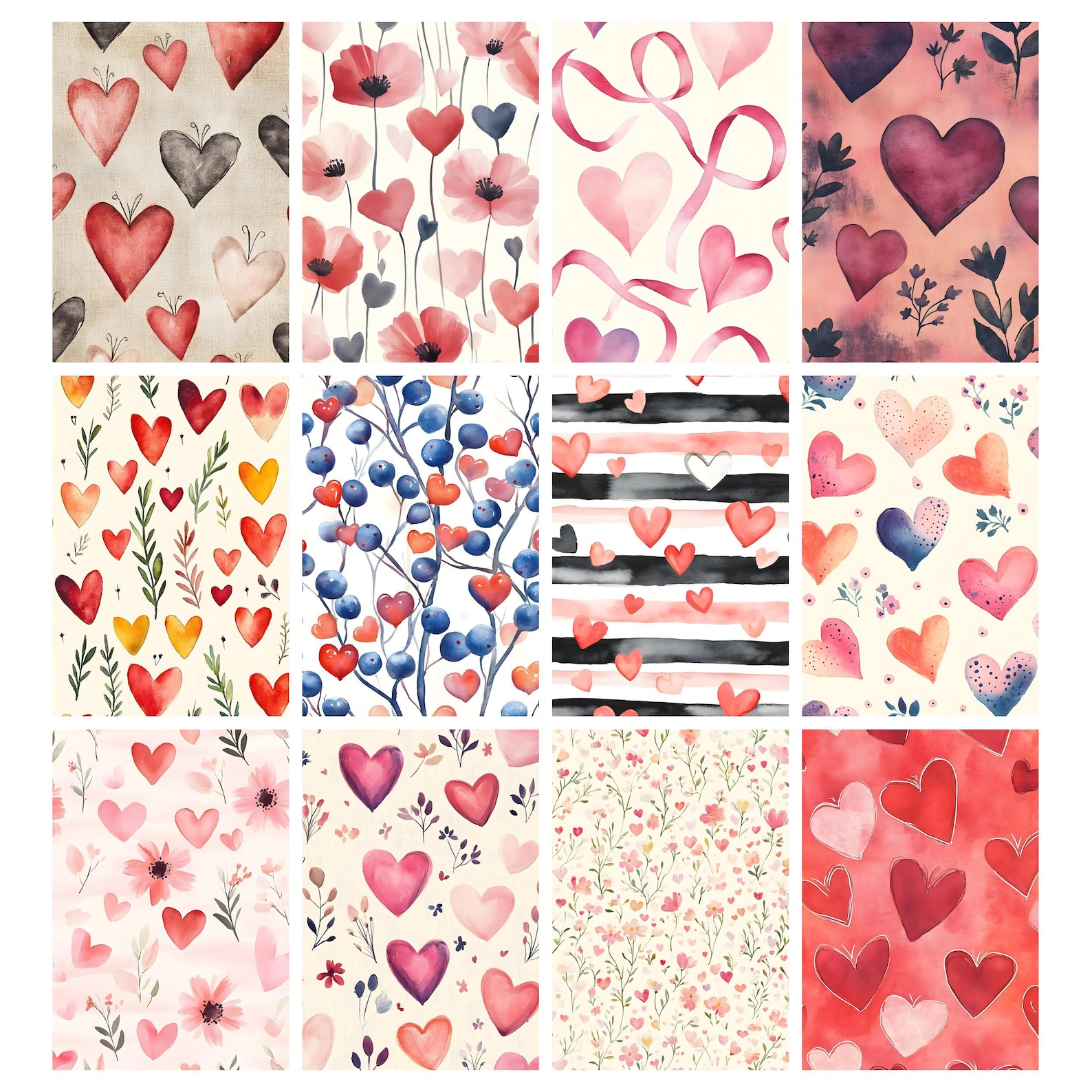 Valentine's Day Paper, Hearts Backgrounds, Romantic Patterns, Heart ...