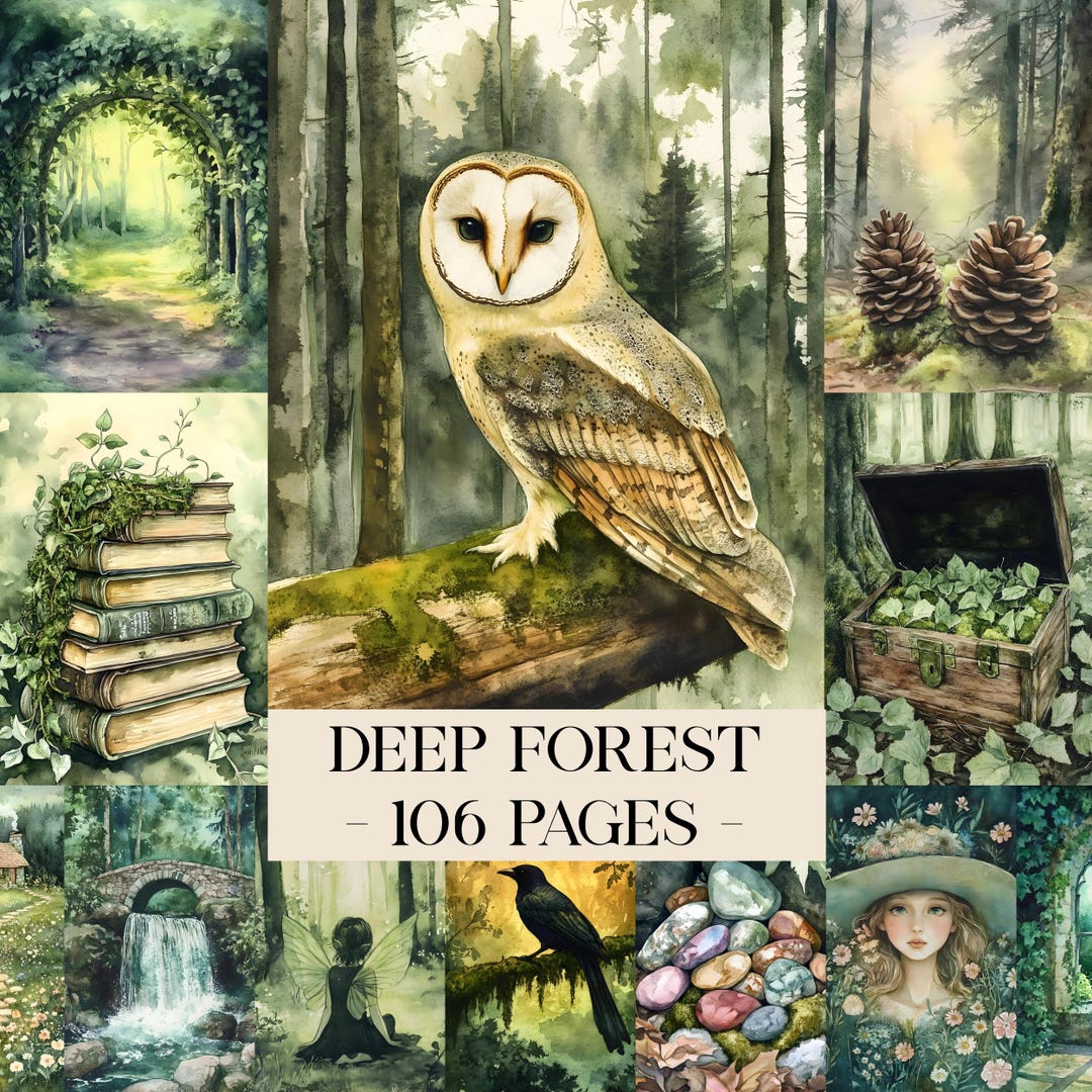 Deep Forest Scrapbook Papers, Enchanted Forest Junk Journal Pages ...
