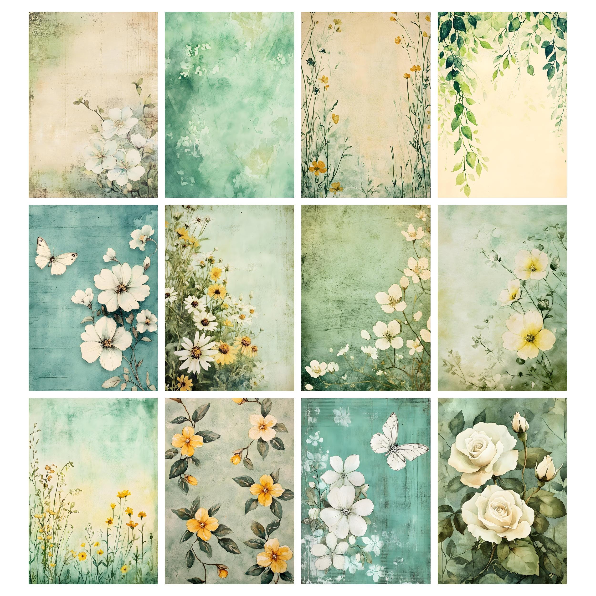Spring Green Printable Paper Pack Grungy Gothic Digital Download Junk ...