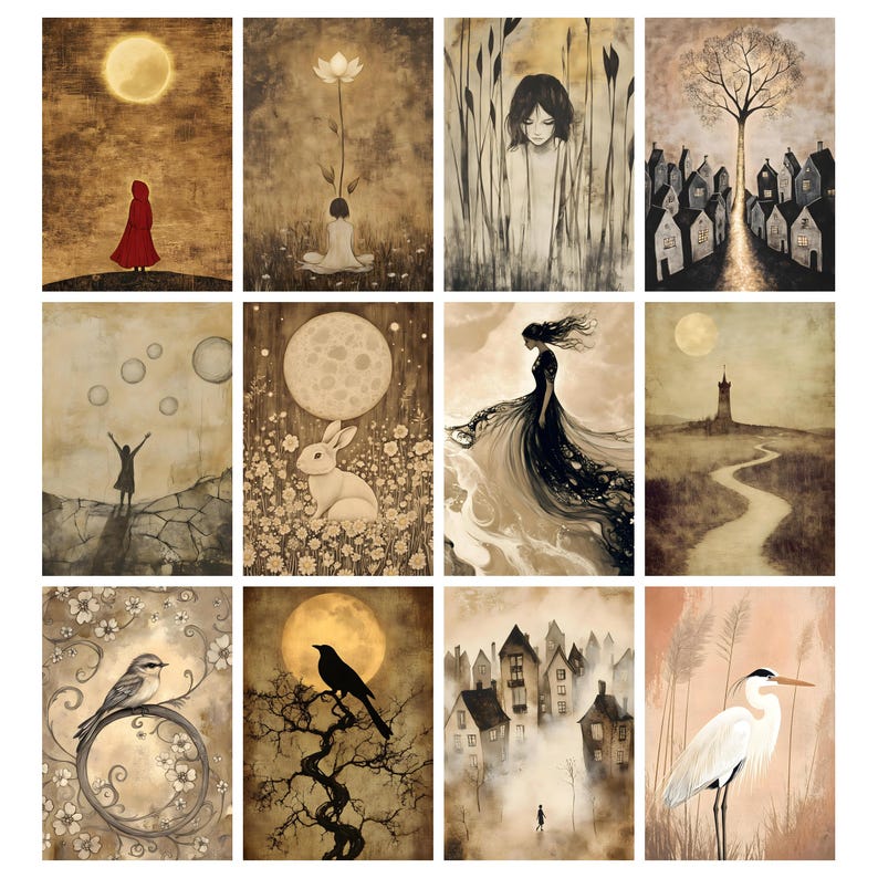 Neutral & Quirky Backgrounds, Whimsical Junk Journal Pages, Floral ...
