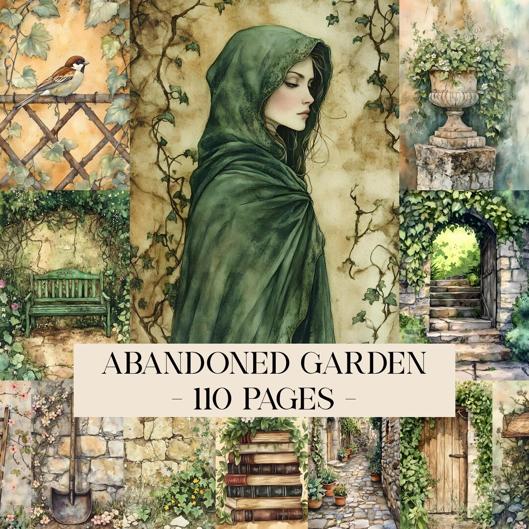 Abandoned Garden Junk Journal Pages, Digital Scrapbook Paper Kit ...