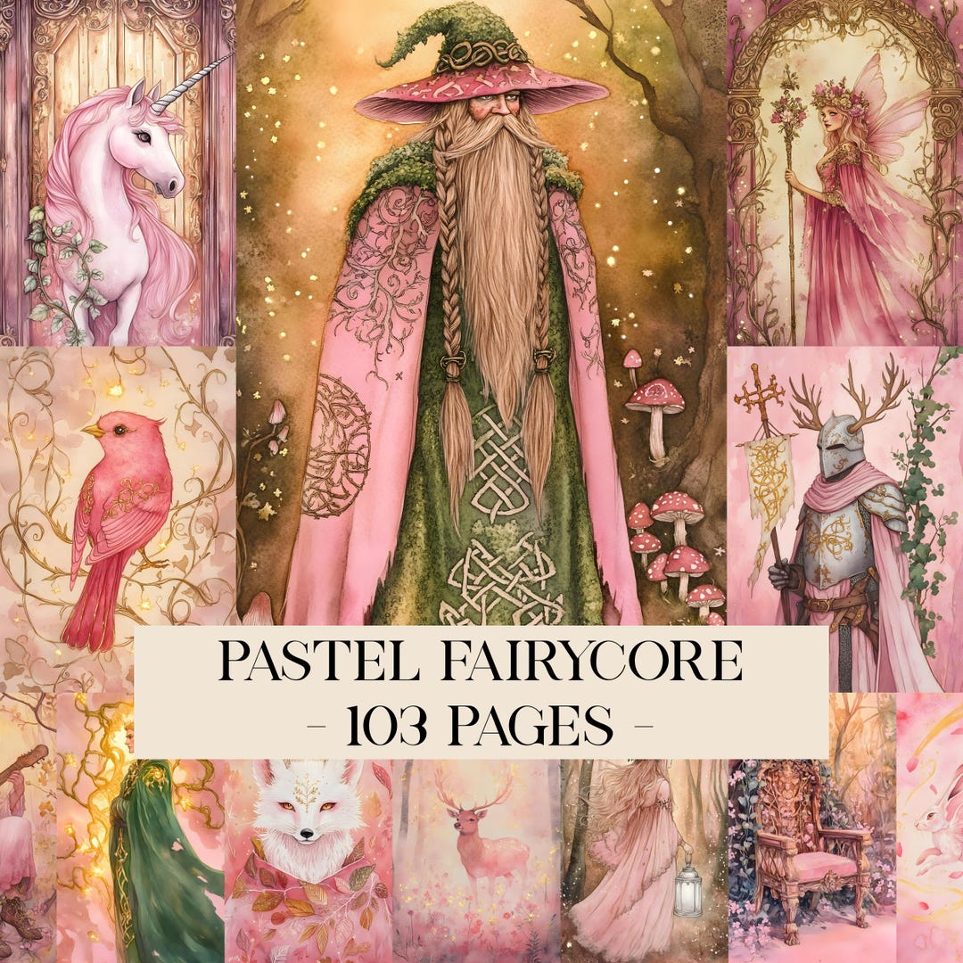 Pastel Fairycore Pages, Fantasy Junk Journal Pages, Printable Floral ...
