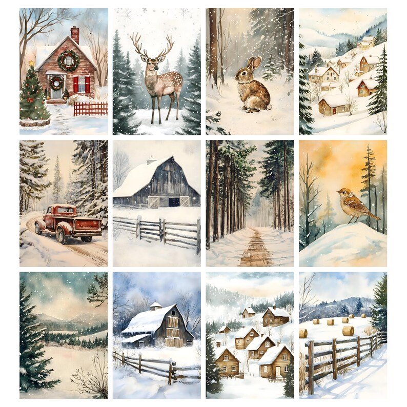 Rustic Winter Junk Journal Pages, Winter Woodland, Winter Papers, Cozy ...