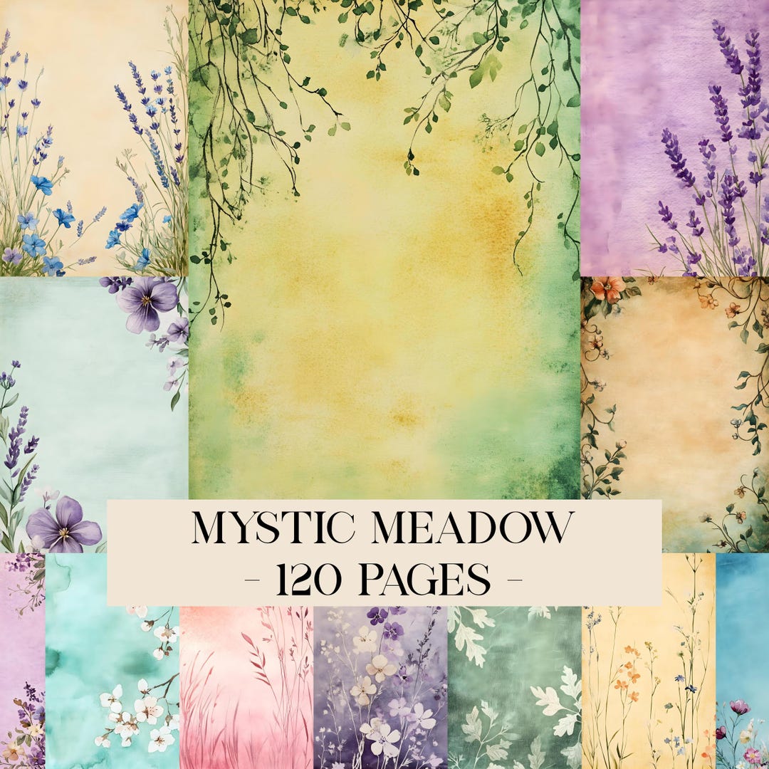 Mystic Meadow Printable Paper Pack Pretty Grungy Digital Download ...