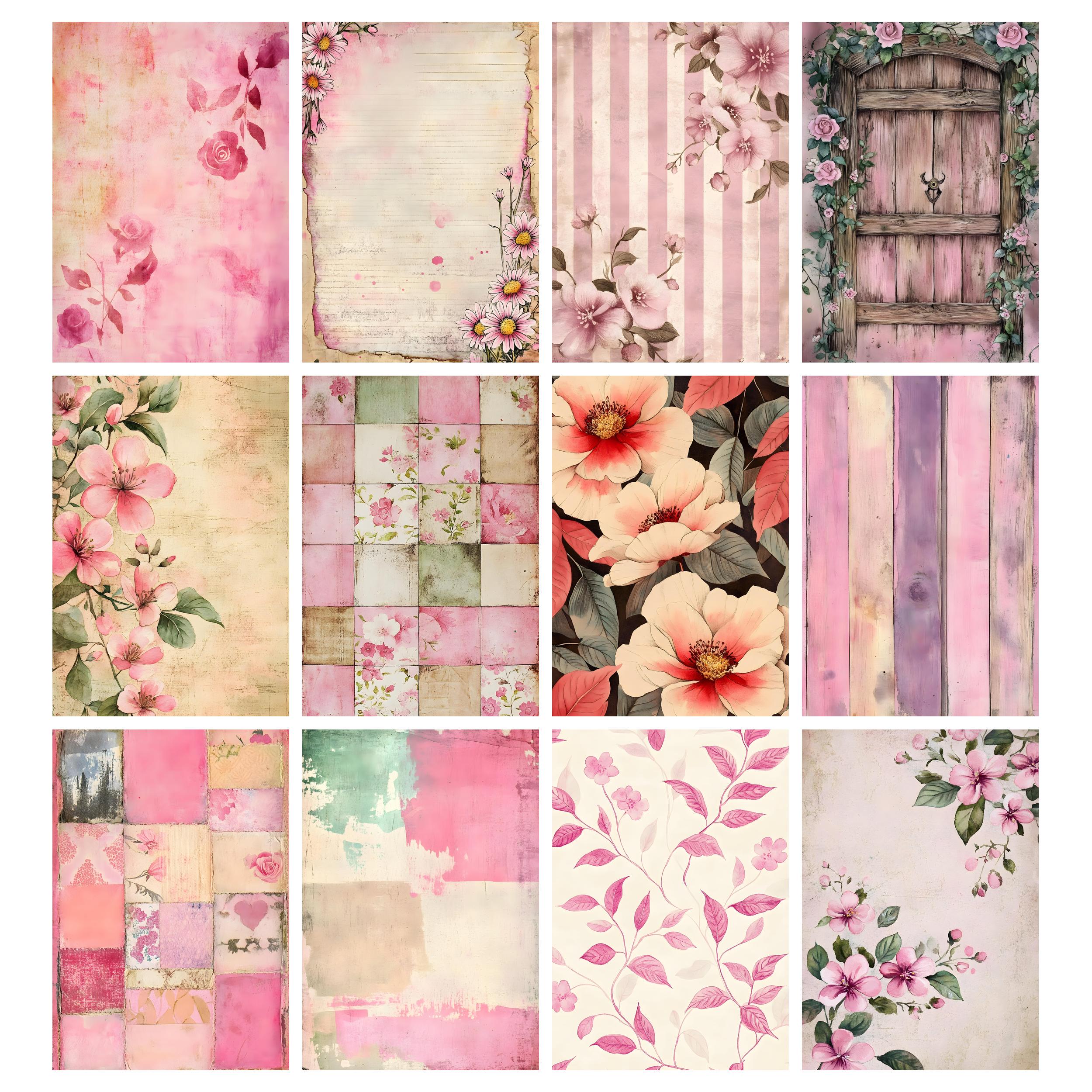 Pink Grungy Ephemera Stash Printable Junk Journal Kit Distressed ...