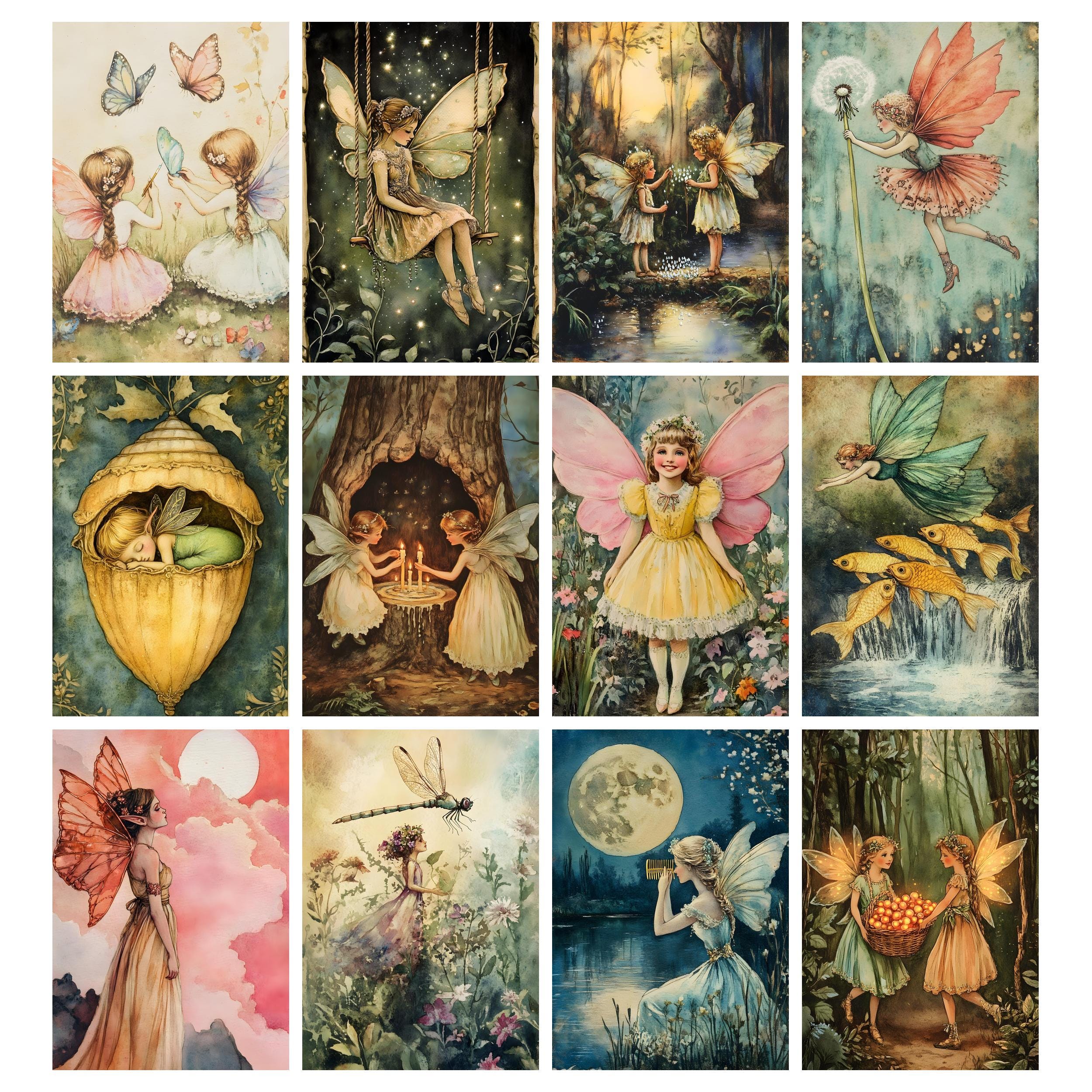 Vintage Fairies Junk Journal Kit, Digital Scrapbook Papers, Faerie ...