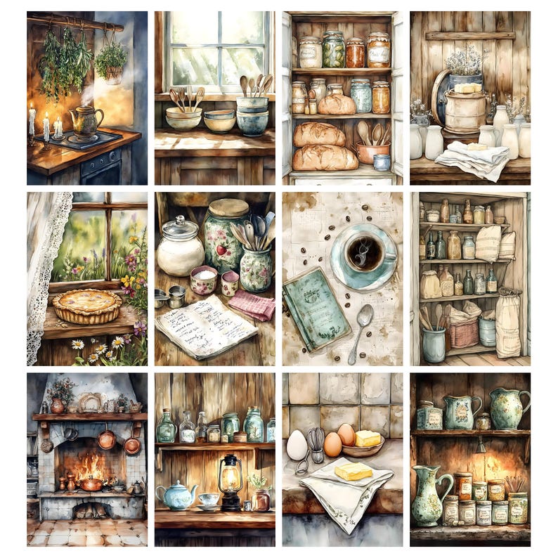 Old Kitchen Junk Journal Kit, Cottagecore Cookbook Printable, Cooking ...