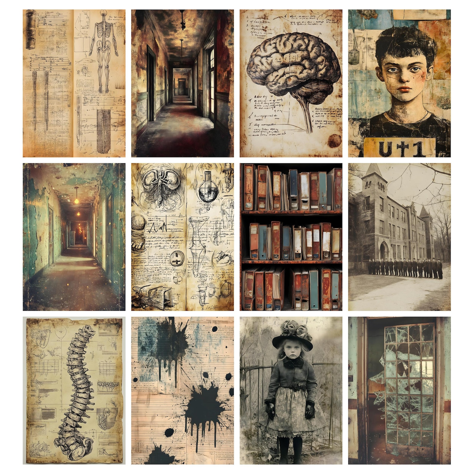 Anatomy of Madness, Vintage Asylum Junk Journal Pages, Psychiatric ...
