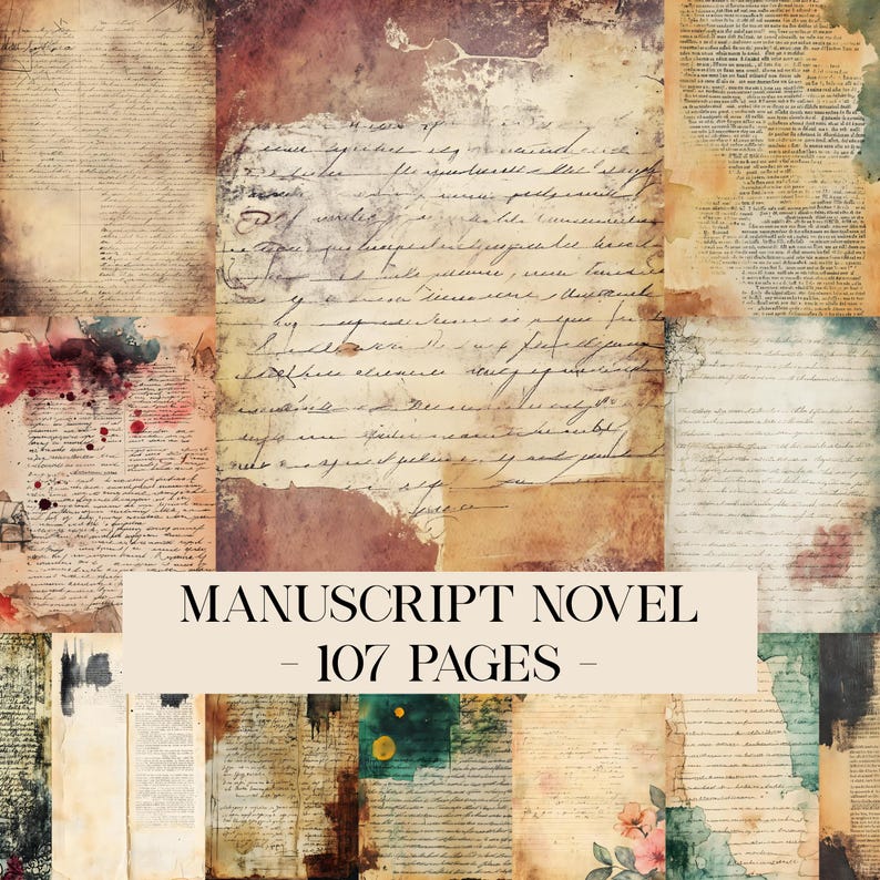 Manuscript Novel Printable Paper Pack Grungy Novel Digital Download ...