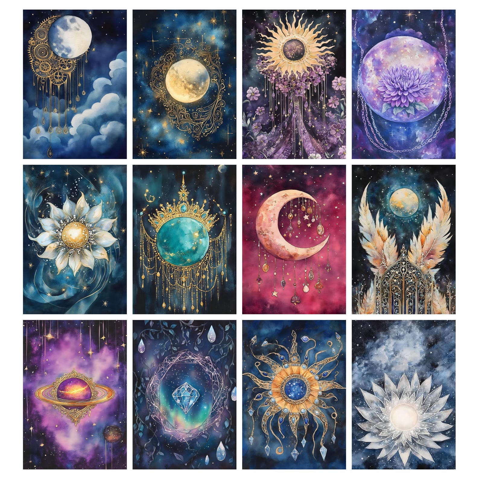 Cosmic Junk Journal Pages, Celestial Pages, Mystical Journal, Moon ...