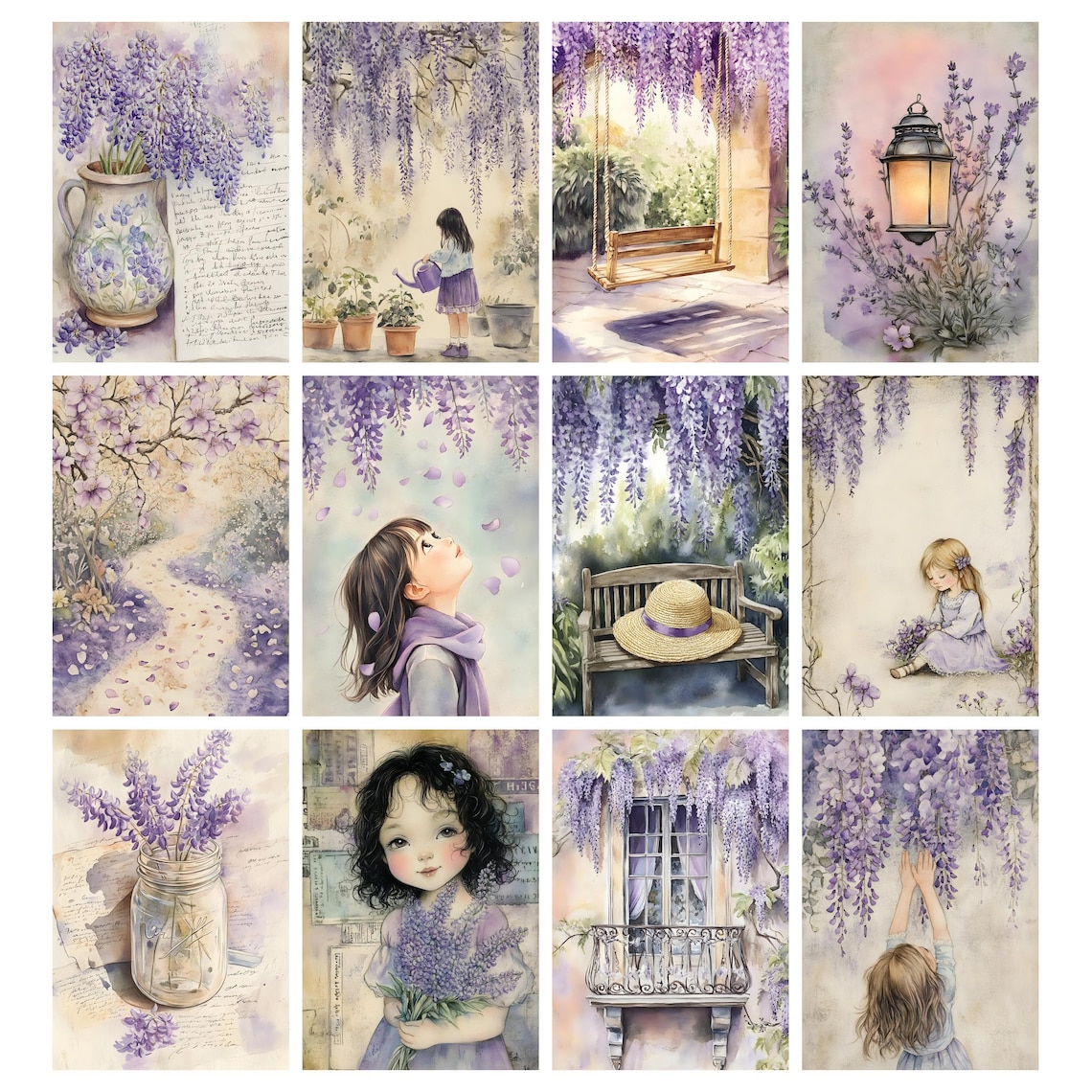 Violet Garden Junk Journal Kit Floral Shabby Chic Printable Ephemera ...
