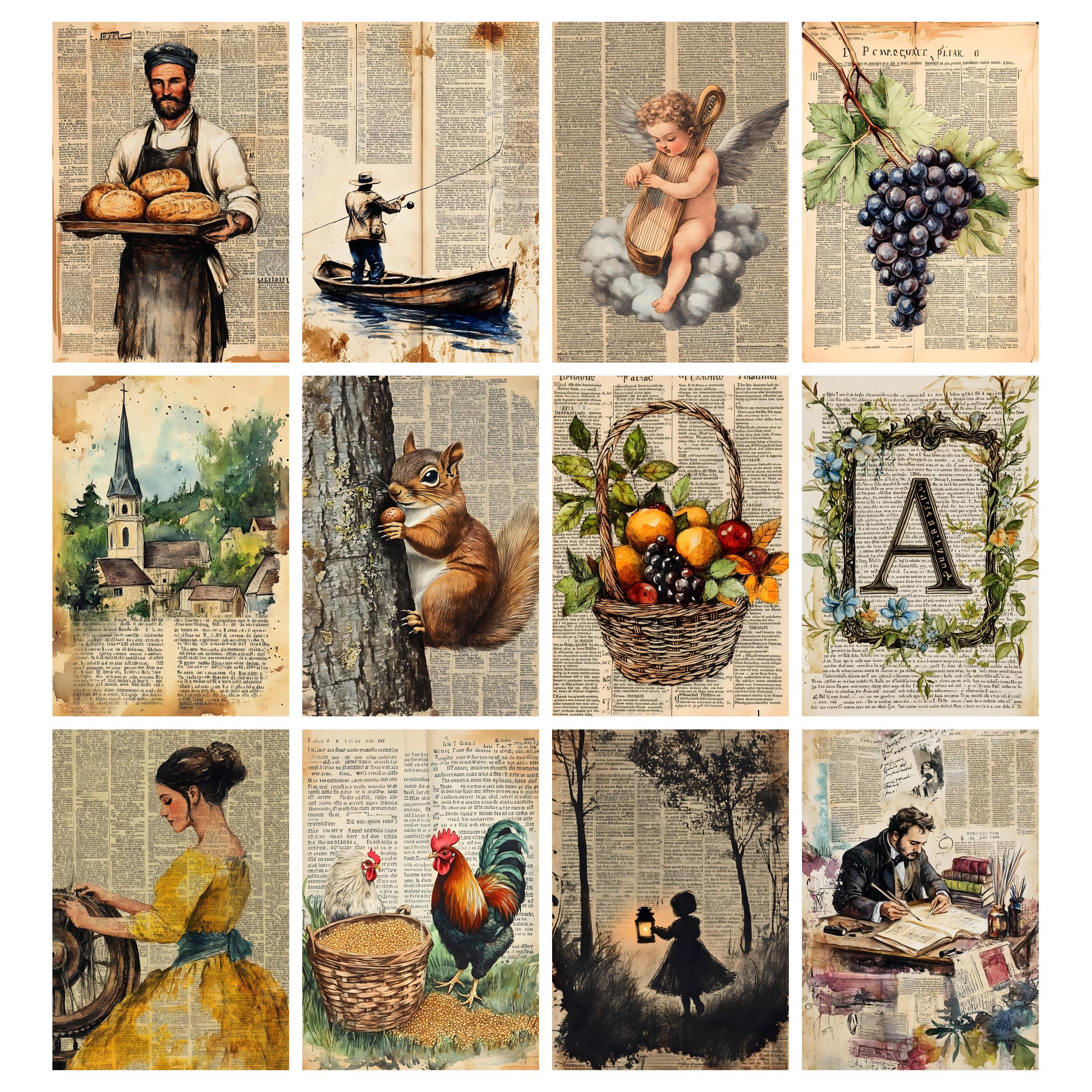 Vintage French Dictionary Pages, Digital Junk Journal Ephemera ...