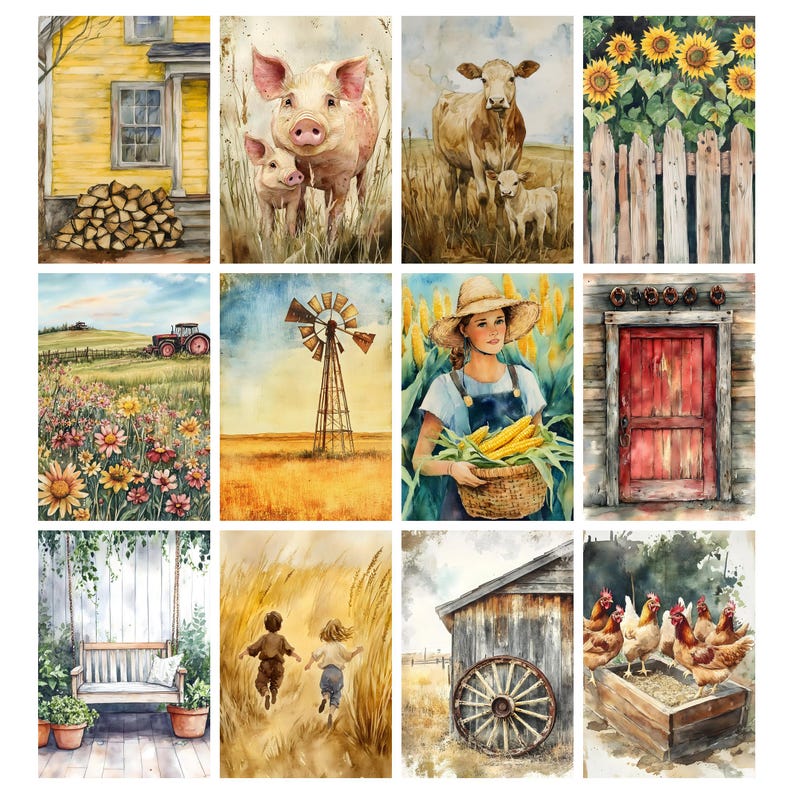 Rustic Farm Life Junk Journal Pages, Country Living Digital Collage ...