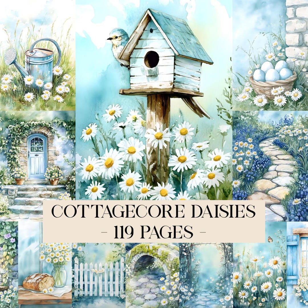 Digital Daisies Junk Journal Kit, Floral Journaling Papers, Rustic ...