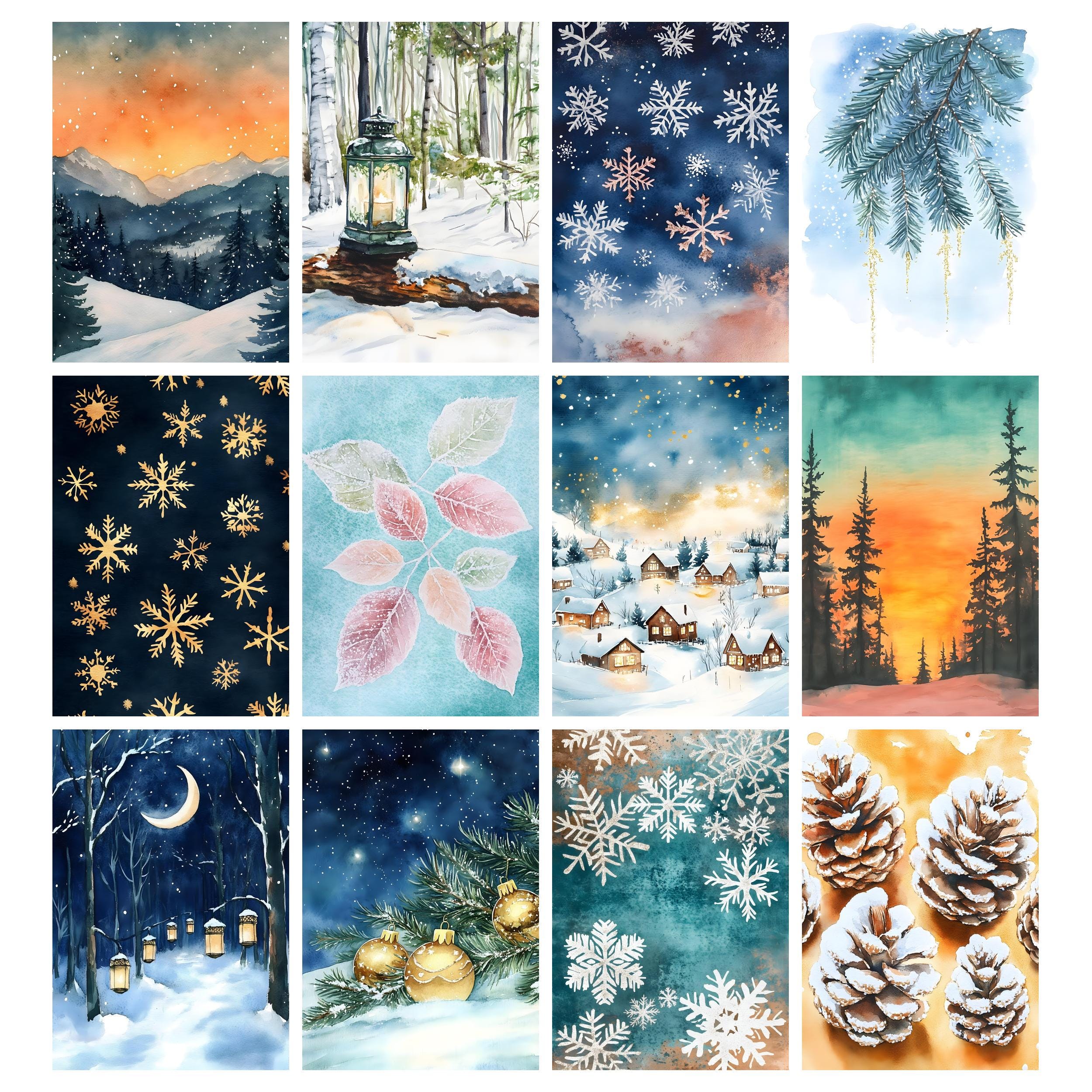 Midnight Noel Christmas Junk Journal Kit, Painterly Abstract Digital ...