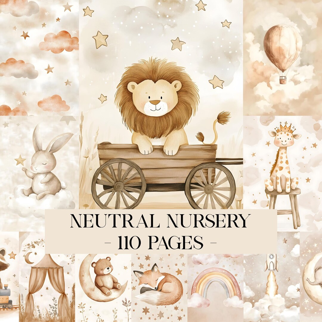Watercolor Neutral Digital Papers, Boho Baby Junk Journal Pages ...