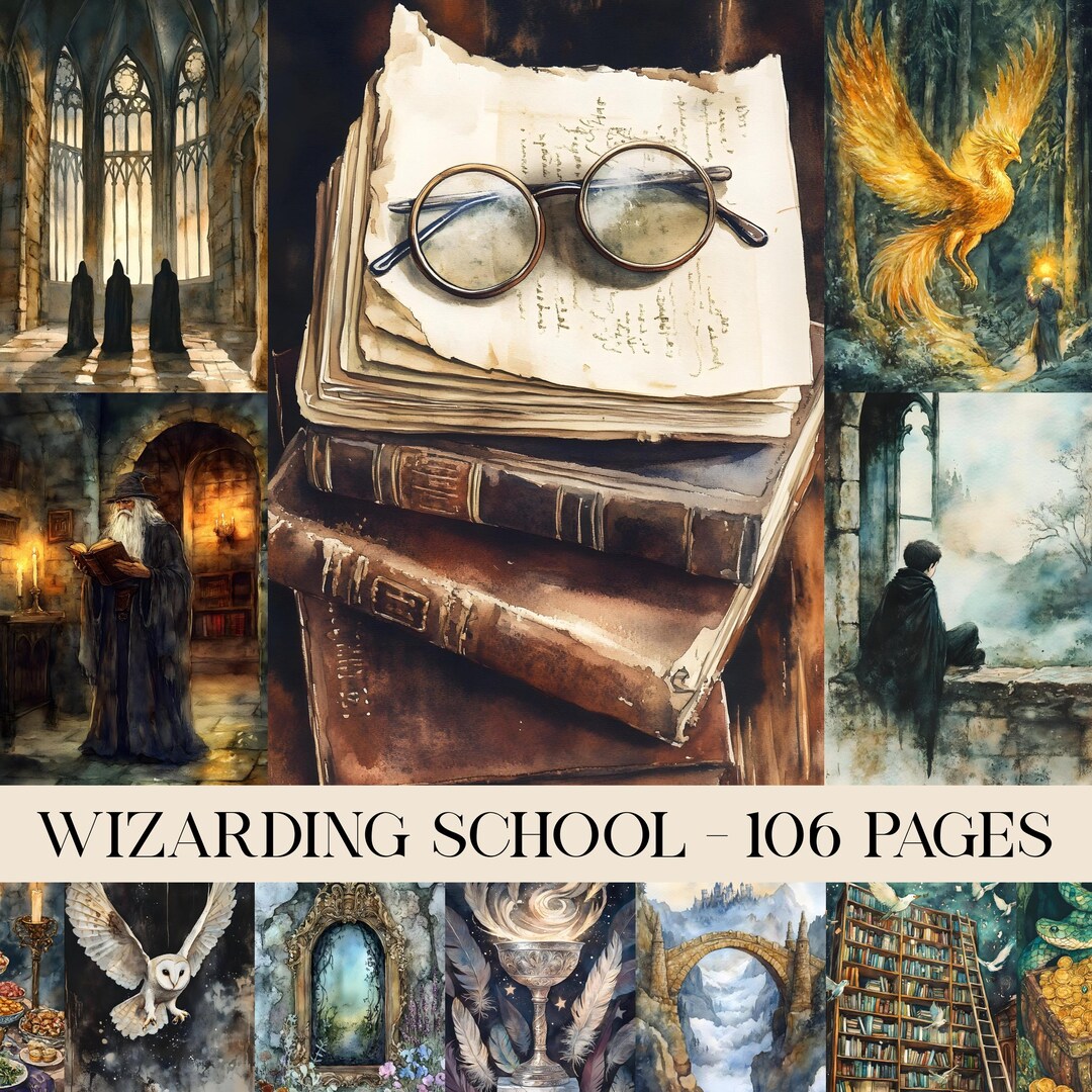 Wizarding School Junk Journal Paper, Wizard Printable Ephemera, Vintage ...