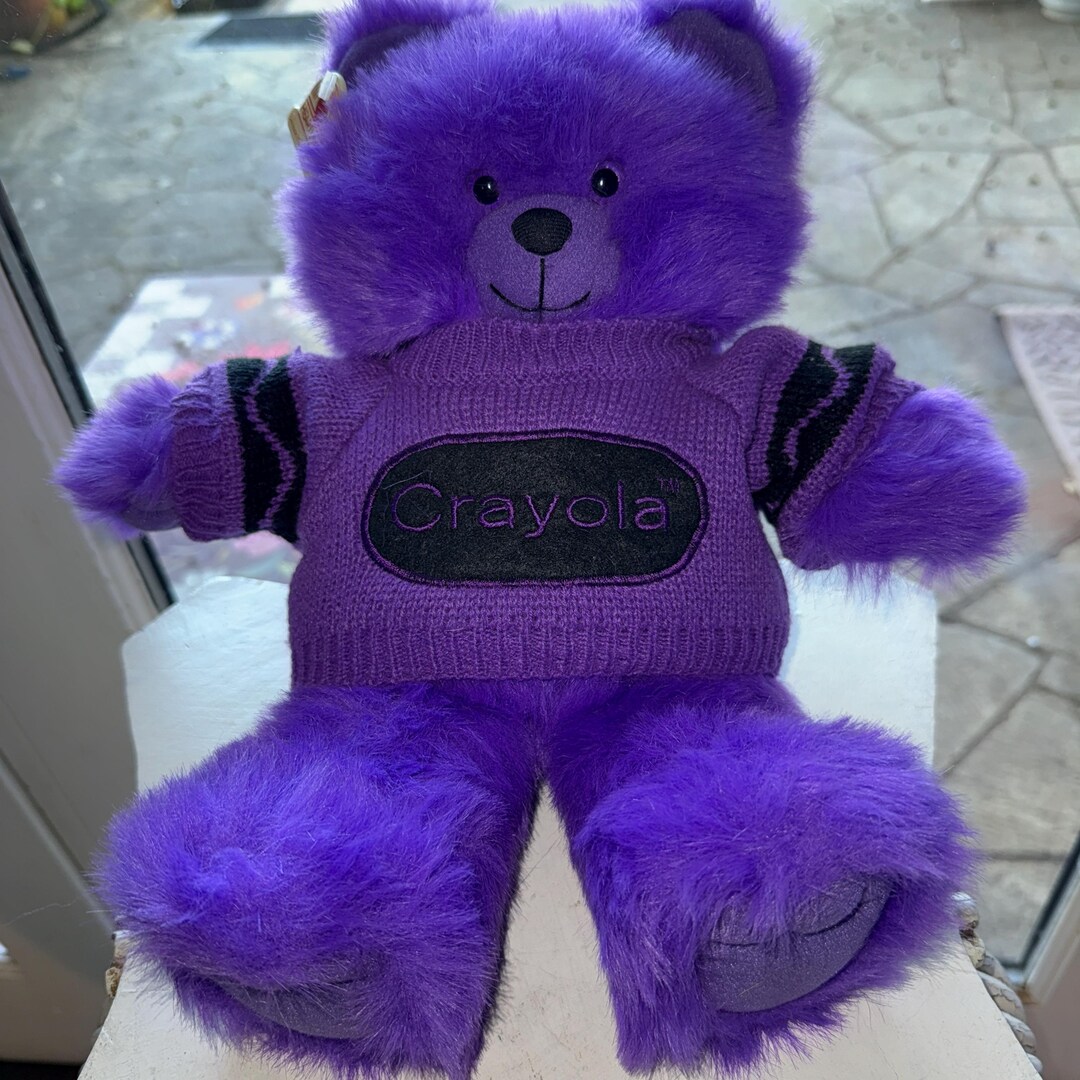 Vtg Crayola Plush Bear Purple 1986 Binney and Smith 15 Inch Crayon LOGO ...