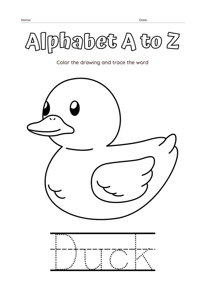 Alphabet A to Z Coloring Worksheet - Etsy