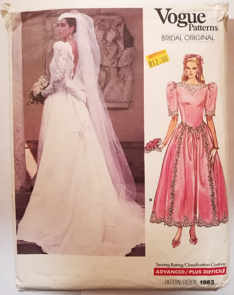 Sewing Pattern Wedding Dress With Train 80s Vogue Bridal Original 1983 ...