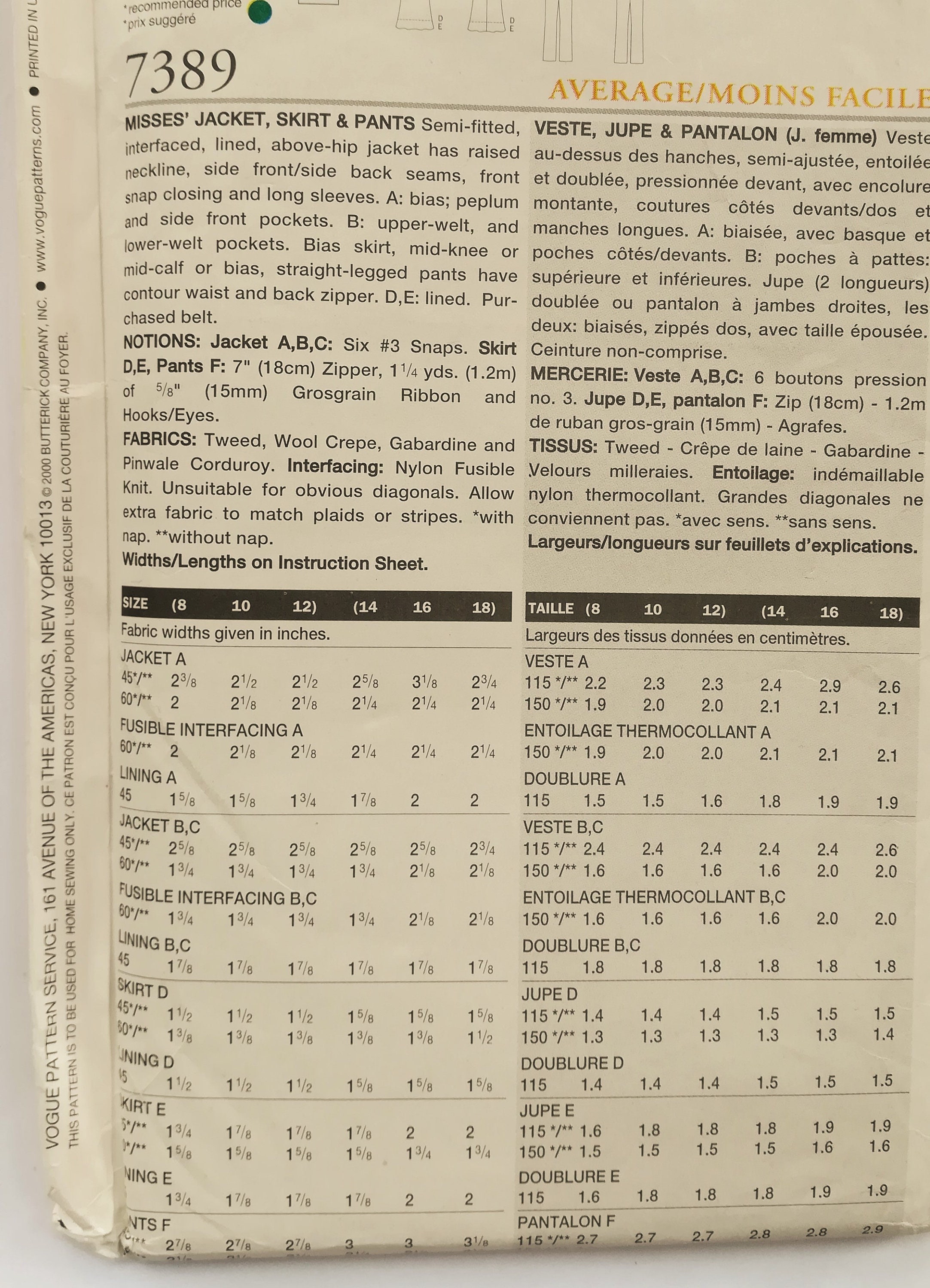 Sewing Pattern for a Y2K Jacket, Skirt and Trousers, Office Skirt Suit ...