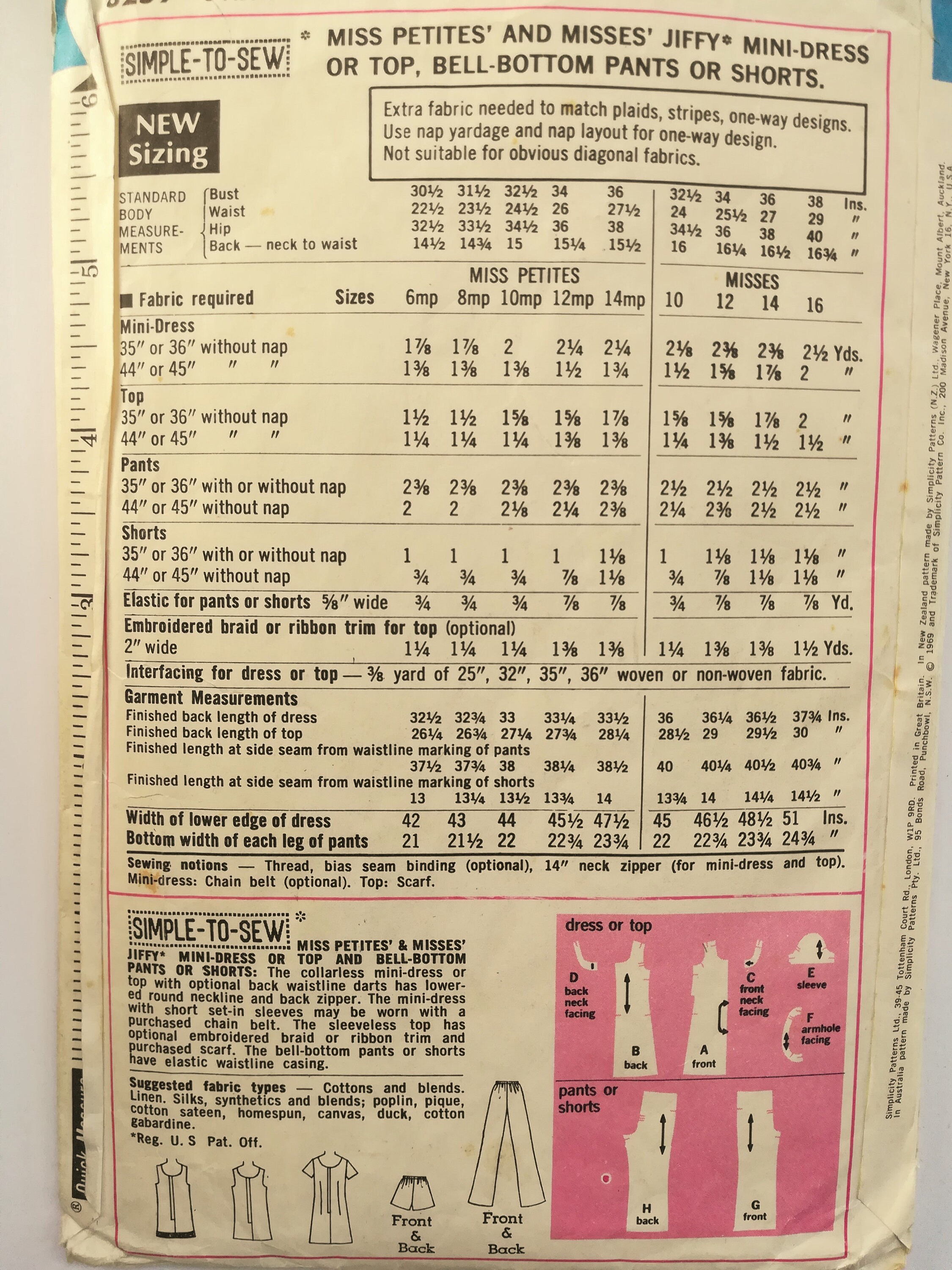 Sewing Pattern for 60s Mini Dress Top Shorts Hot Pants and Trousers ...