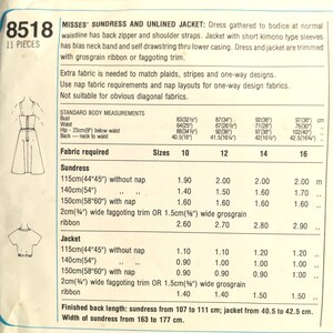 Sewing Pattern Dress Straps Summer Jacket Simplicity 8518 Size 16 Bust ...