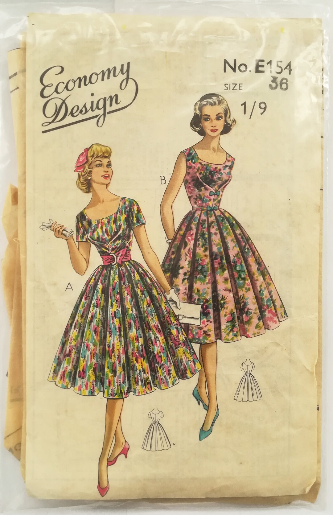 50s Dress Sewing Pattern Economy Design E154 Bust Size 36in - Etsy