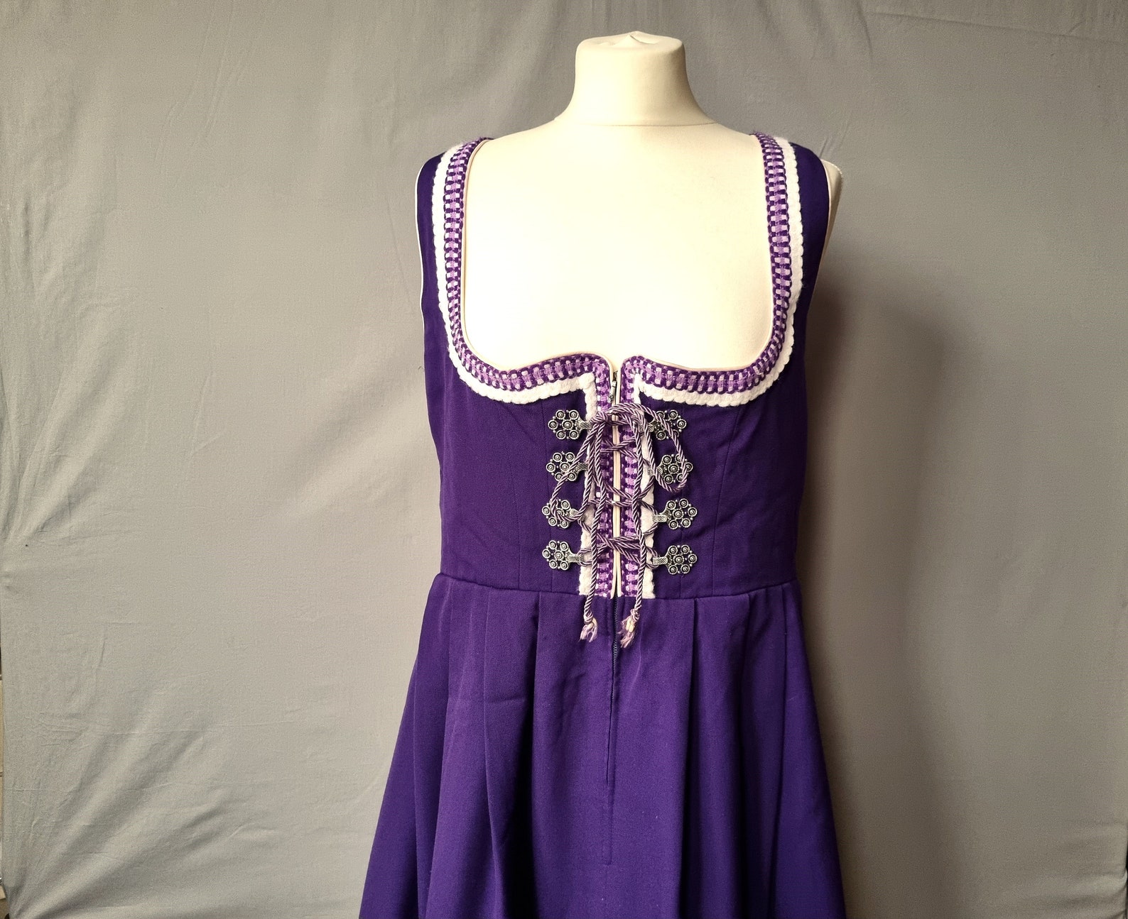 Dirndl Dress Purple Trachten Dress Balconette Neckline Folklore German ...