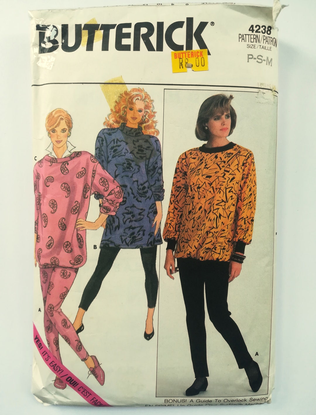 Sewing Pattern Sweater Long Jumper Pullover Top Leggings Butterick 4238 ...