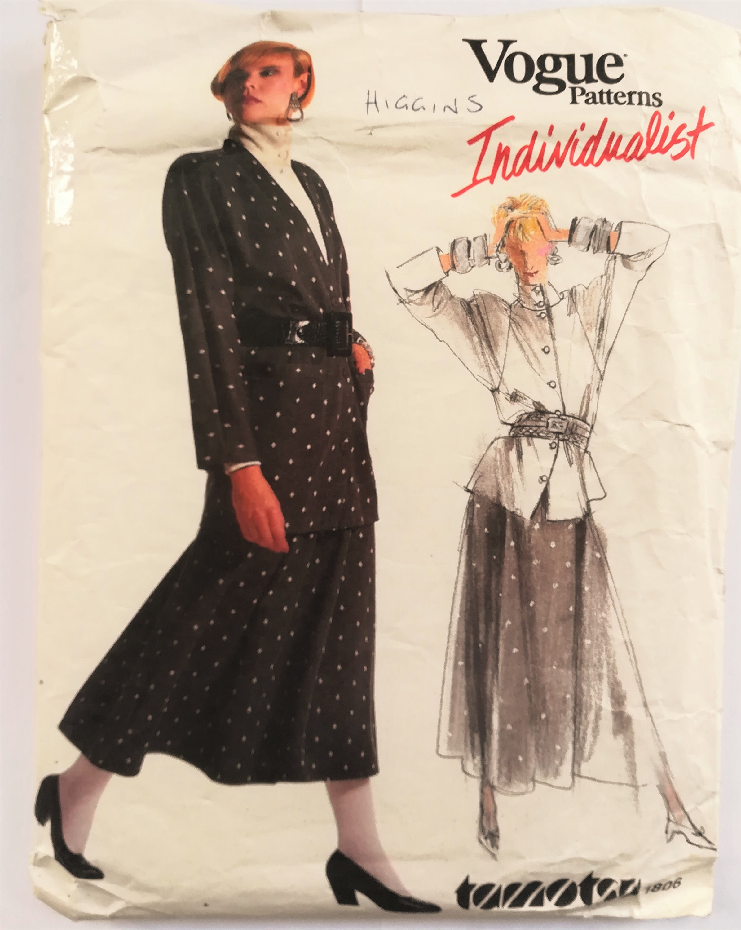 Sewing Pattern for a Full Skirt, Top and Jacket, Vogue Individualist ...