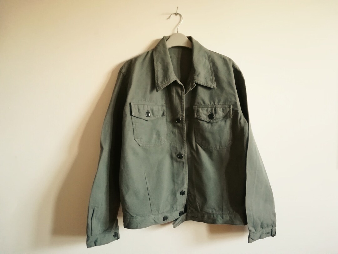 Army Jacket Vintage Crop Jacket Khaki Chore Jacket Military Crop Boxy ...