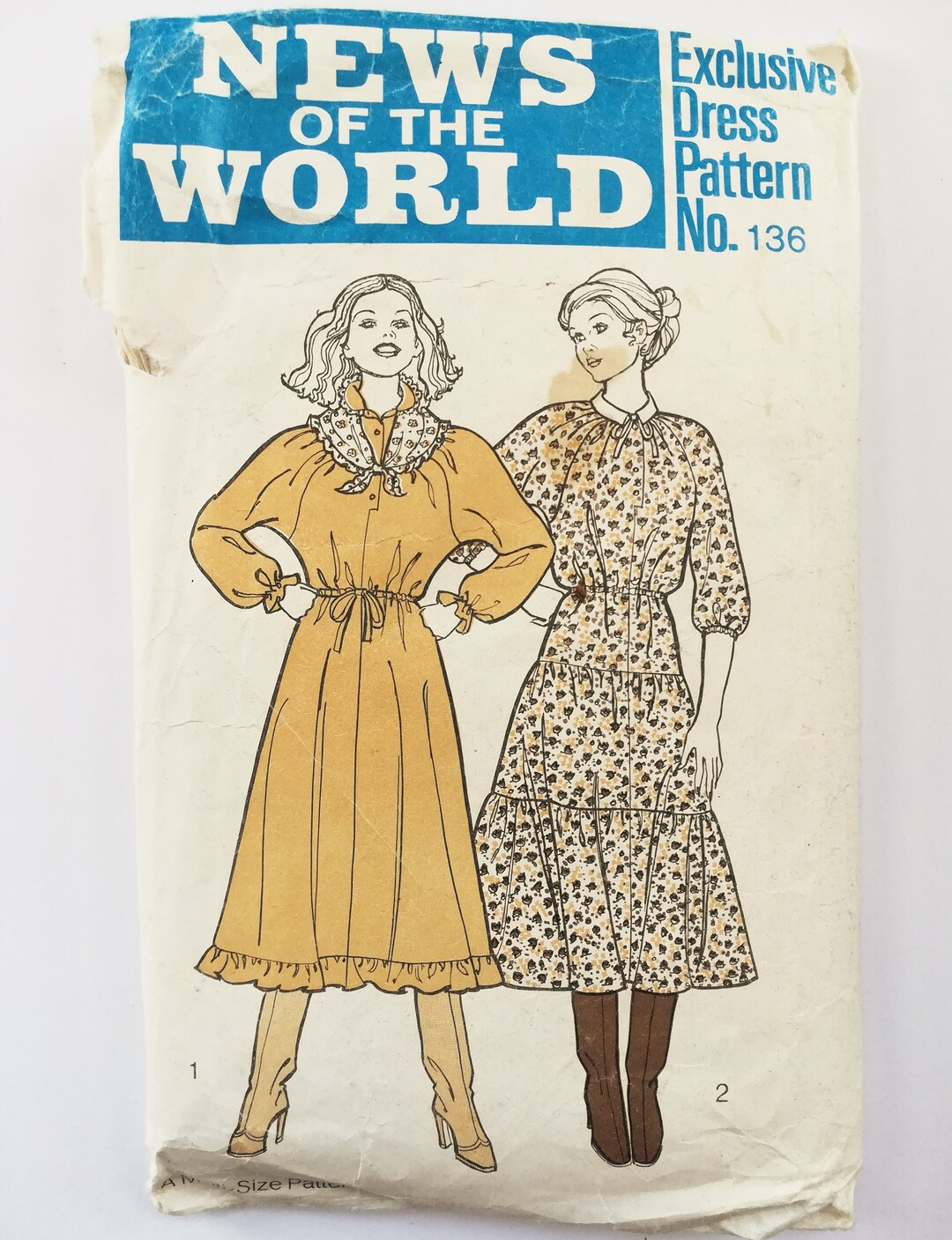 Sewing Pattern Late 70s Boho Dress With Frills Size 10 12 14 16 Peasant ...