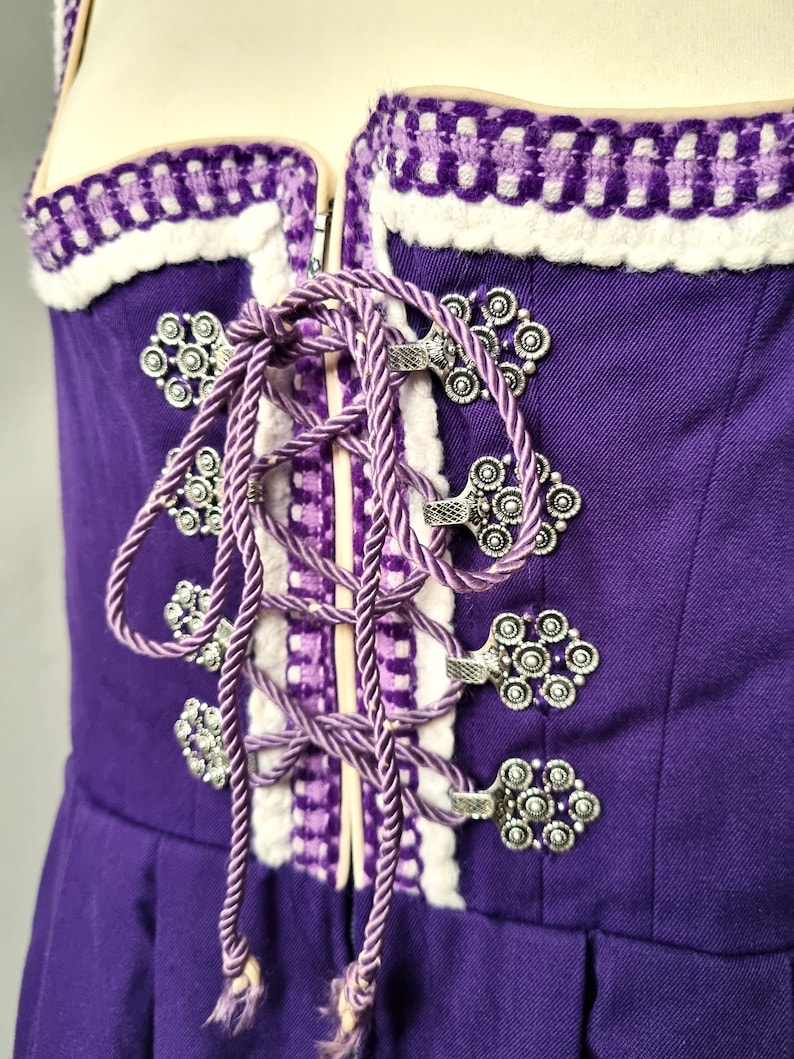 Dirndl Dress Purple Trachten Dress Balconette Neckline Folklore German ...