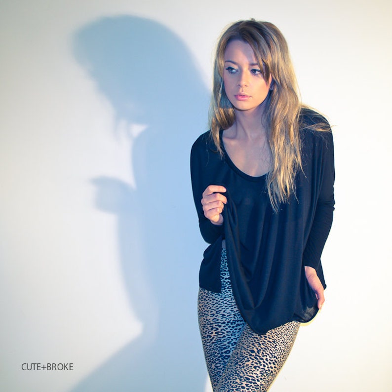 Black Slouchy Tube Top Womens Longsleeve Oversize Tunic Top - Etsy