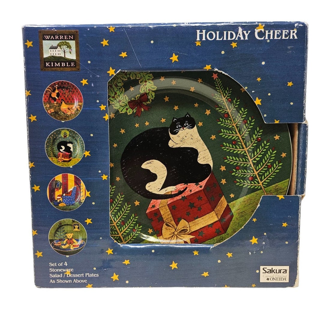 Warren Kimble Holiday Cheer Sakura Oneida Set of 4 Salad Plates ...